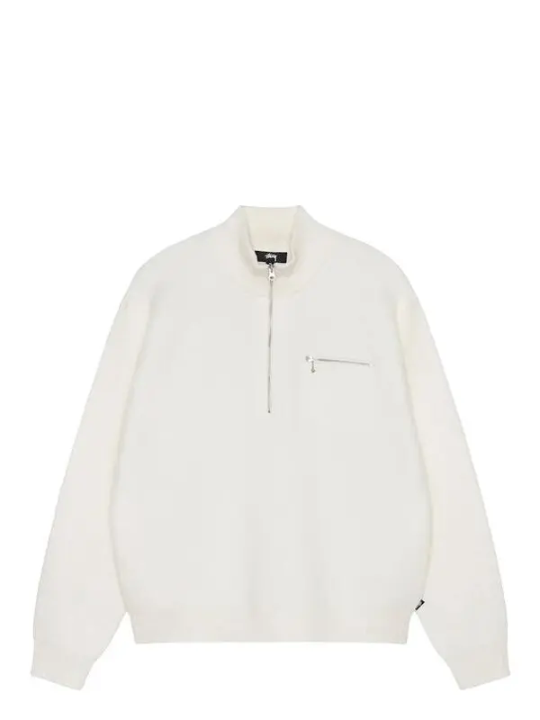 StÜssy Half Zip Mock Neck Sweater - Ivory