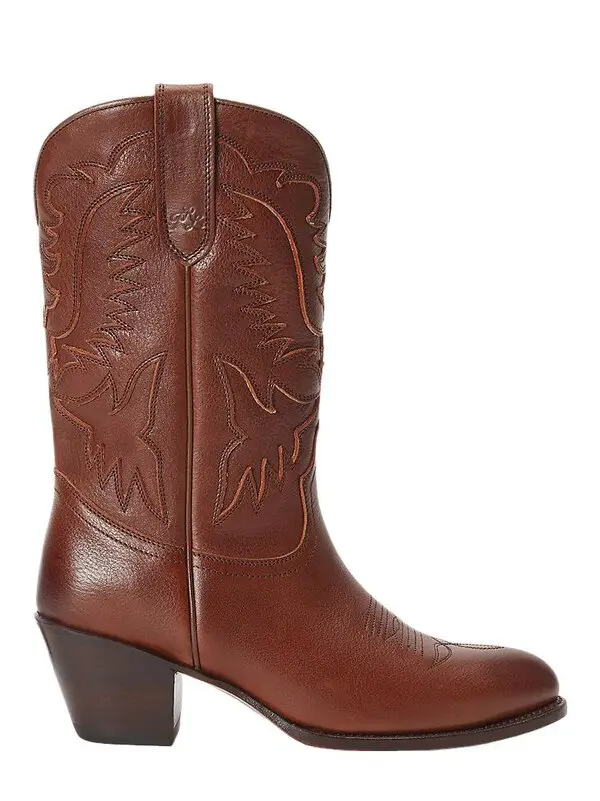 Ralph Lauren Leather Cowboy Boots - Cognac