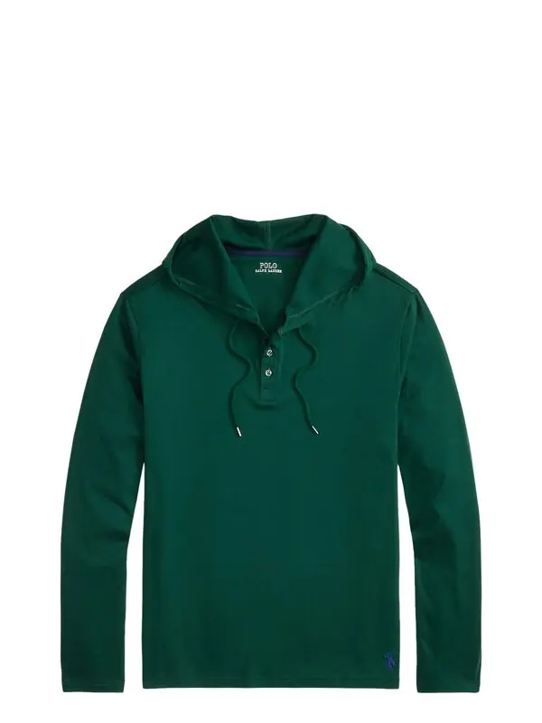 Ralph Lauren Mercerized Cotton Sleep Hoodie - Moss Agate/cruise Navy