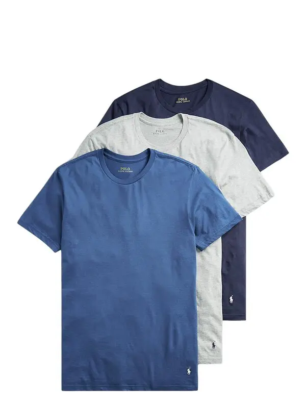 Ralph Lauren Classic Fit Wicking Crew 3-pack - Blue Assorted
