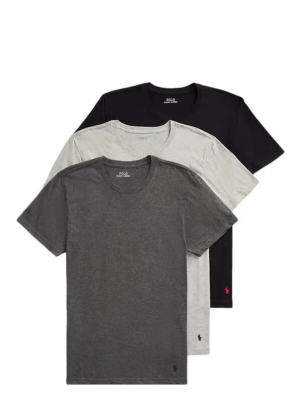Ralph Lauren Classic Fit Wicking Crew 3-pack - Grey/black