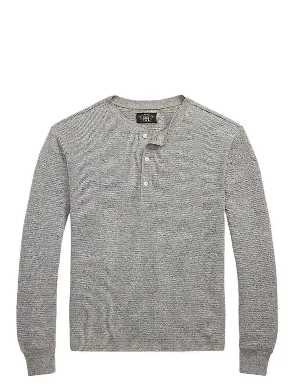Ralph Lauren Waffle-knit Henley Shirt - Grey Heather