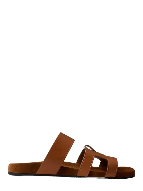 Ralph Lauren Fisher Calfskin Slide Sandal - Gold