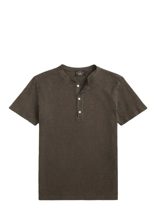 Ralph Lauren Waffle-knit Short-sleeve Henley Shirt - Faded Black Canvas
