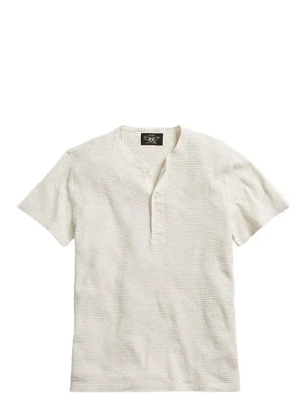 Ralph Lauren Waffle-knit Short-sleeve Henley Shirt - Paper White