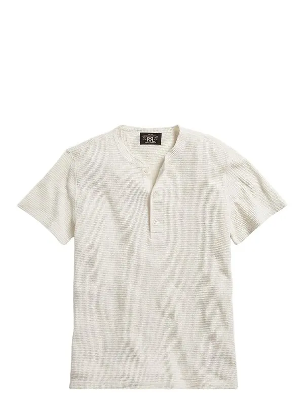 Ralph Lauren Waffle-knit Short-sleeve Henley Shirt - Paper White