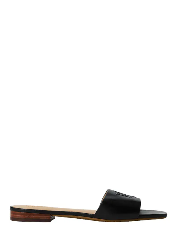Ralph Lauren Everley Calfskin Slide Sandal - Black