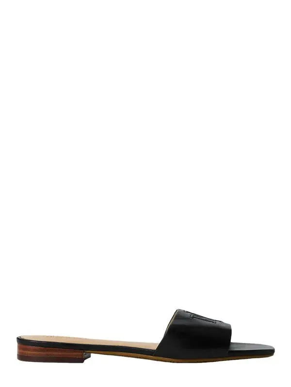 Ralph Lauren Everley Calfskin Slide Sandal - Black