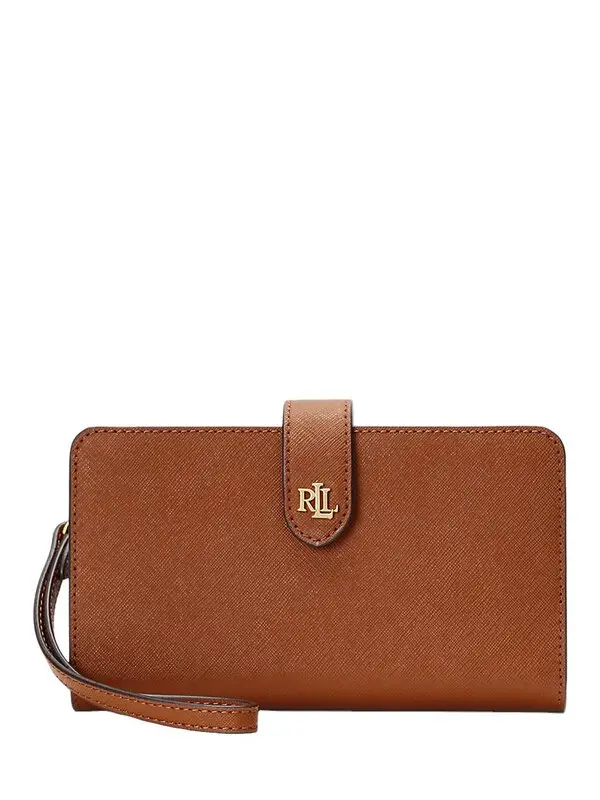Ralph Lauren Crosshatch Leather Tech Wristlet - Lauren Tan
