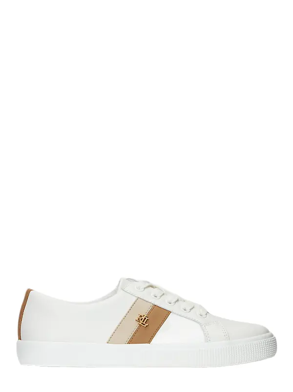 Ralph Lauren Janson Ii Leather Sneaker - Snow White/explorer Sand