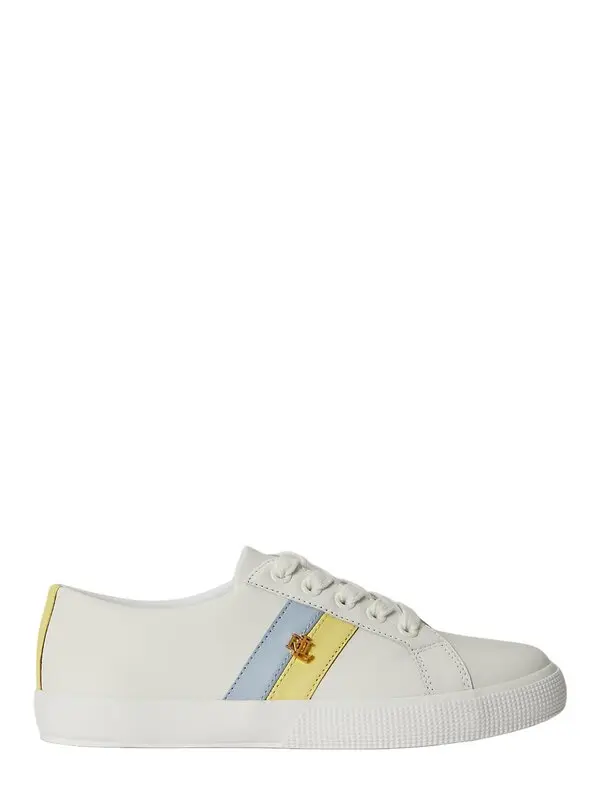 Ralph Lauren Janson Ii Leather Sneaker - White/lemon/alpine Blue
