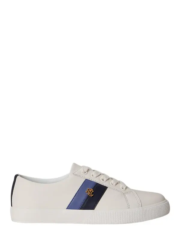 Ralph Lauren Janson Ii Leather Sneaker - White/navy/carson Blue