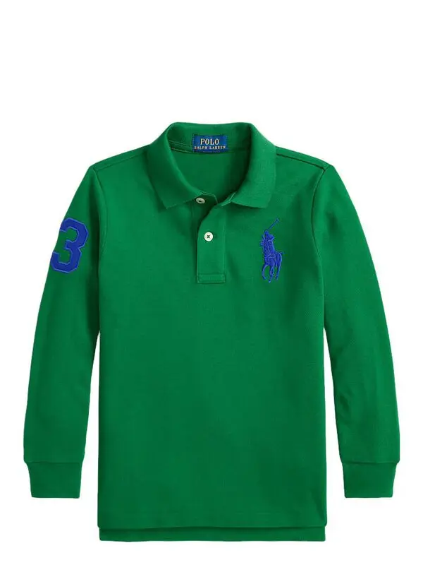 Ralph Lauren Big Pony Mesh Long-sleeve Polo Shirt - Athletic Green