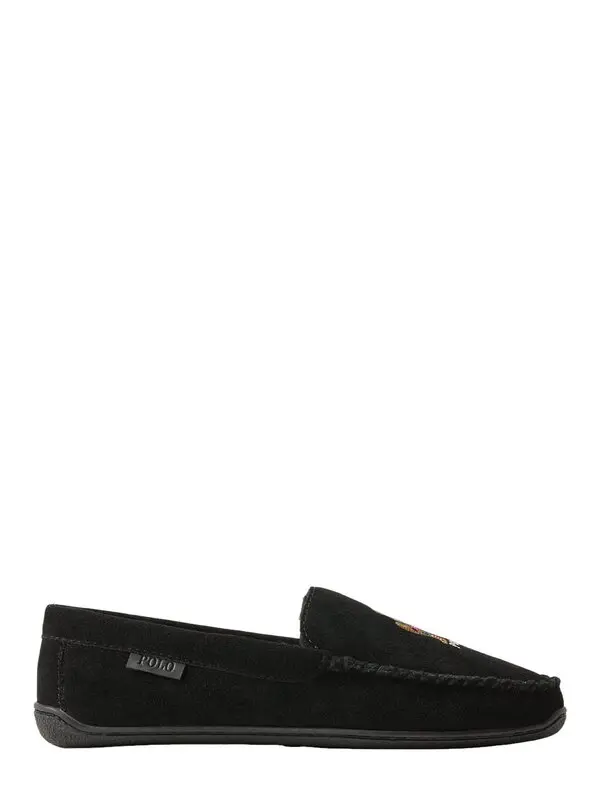 Ralph Lauren Brenan Polo Bear Suede Slipper - Black/holiday Bear