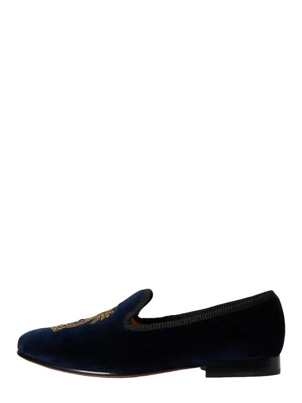 Ralph Lauren Paxton Crest Velvet Slipper - Navy