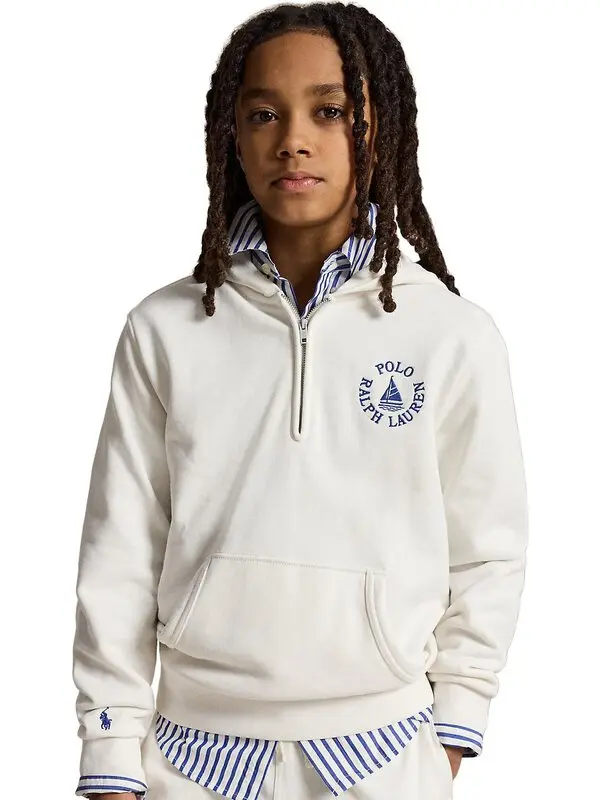 Ralph Lauren Logo French Terry Hoodie - Deckwash White