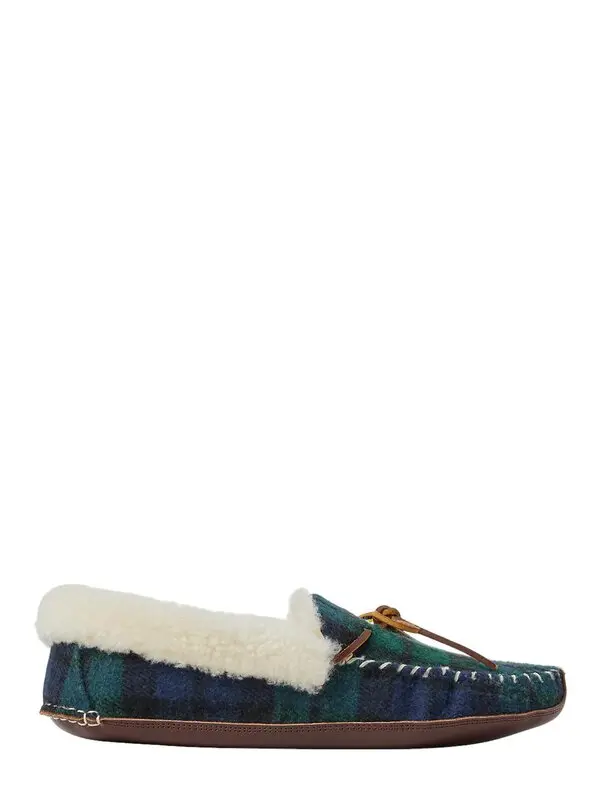 Ralph Lauren Yarmond Shearling-lined Plaid Slipper - Blackwatch Plaid