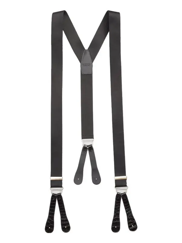 Ralph Lauren Alligator-trimmed Suspenders - Black