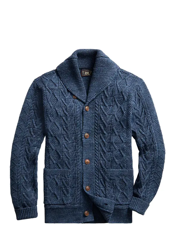 Ralph Lauren Aran-knit Cotton Cardigan - Navy Heather