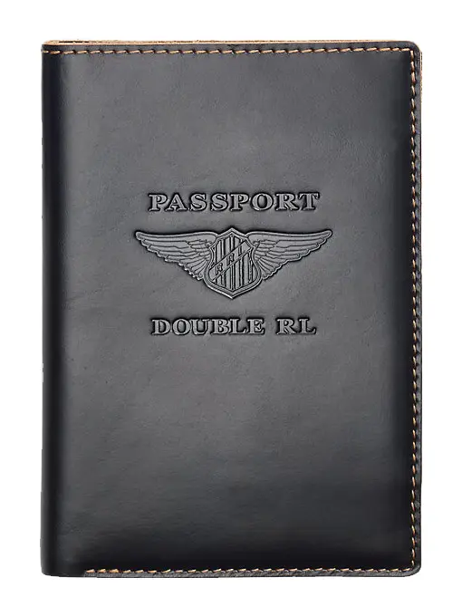 Ralph Lauren Leather Passport Holder - Black Over Brown