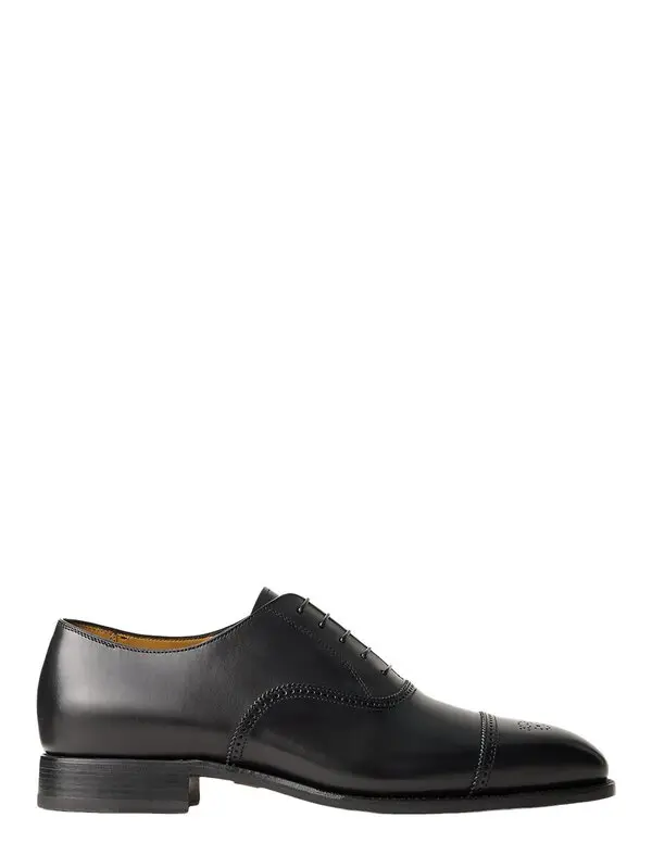 Ralph Lauren Denver Calfskin Cap-toe Shoes - Black