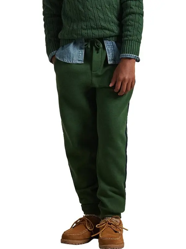Ralph Lauren Plaid-trim Fleece Jogger Pant - Bottle Green