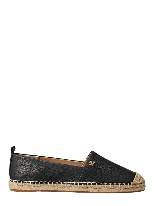Ralph Lauren Cameryn Iv Tumbled Leather Espadrille - Black