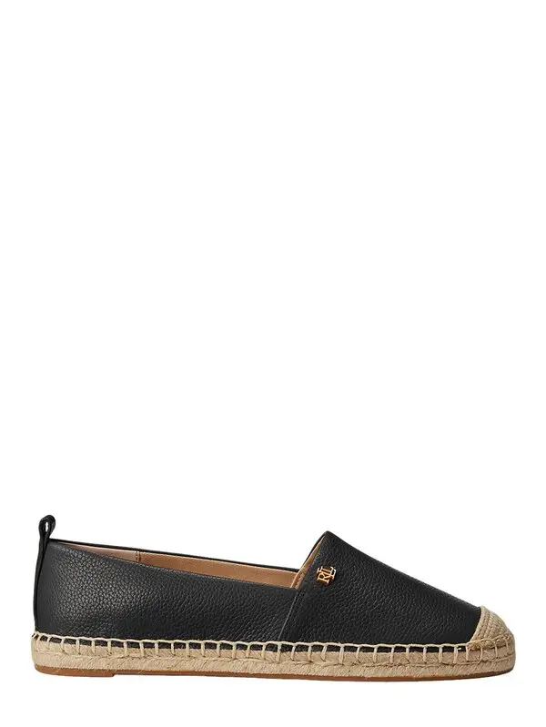 Ralph Lauren Cameryn Iv Tumbled Leather Espadrille - Black
