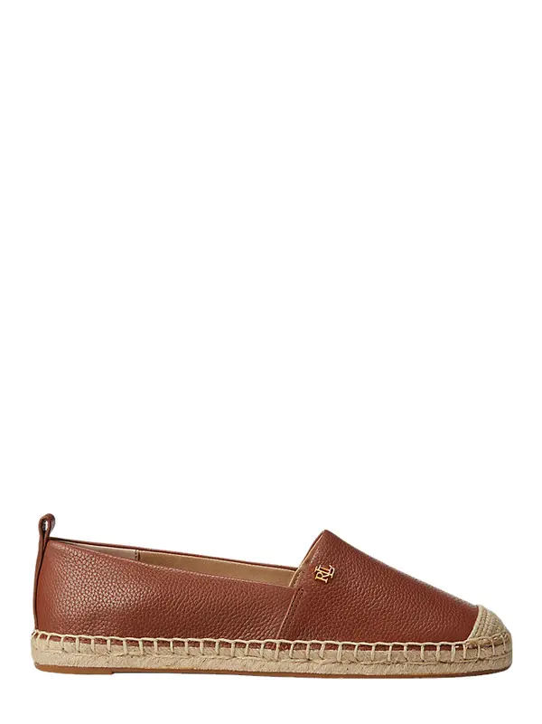Ralph Lauren Cameryn Iv Tumbled Leather Espadrille - Deep Saddle Tan