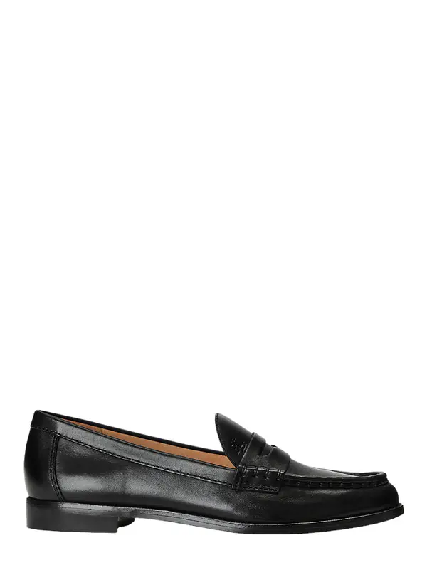 Ralph Lauren Wynnie Burnished Leather Loafer - Black