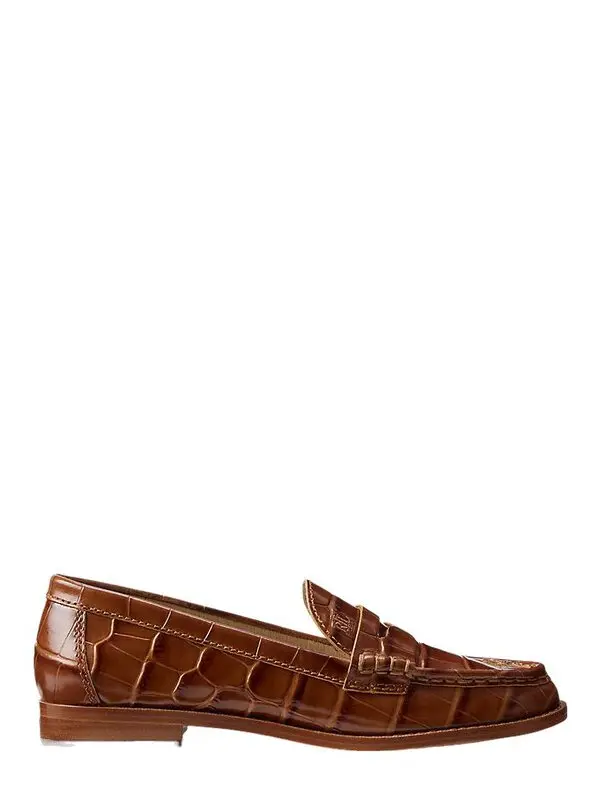 Ralph Lauren Wynnie Crocodile-embossed Leather Loafer - Tobacco