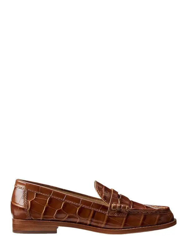 Ralph Lauren Wynnie Crocodile-embossed Leather Loafer - Tobacco