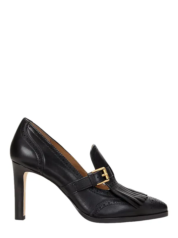 Ralph Lauren Colleen Perforated Leather Kiltie Pump - Black