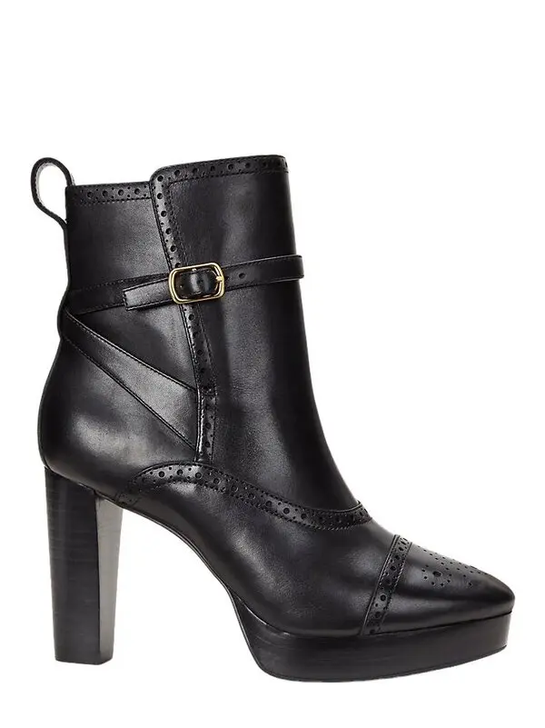 Ralph Lauren Mckinsey Burnished Leather Bootie - Black