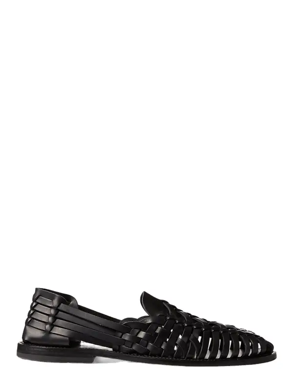 Ralph Lauren Handwoven Leather Sandals - Black
