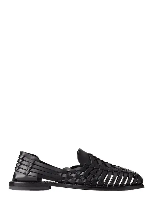 Ralph Lauren Handwoven Leather Sandals - Black