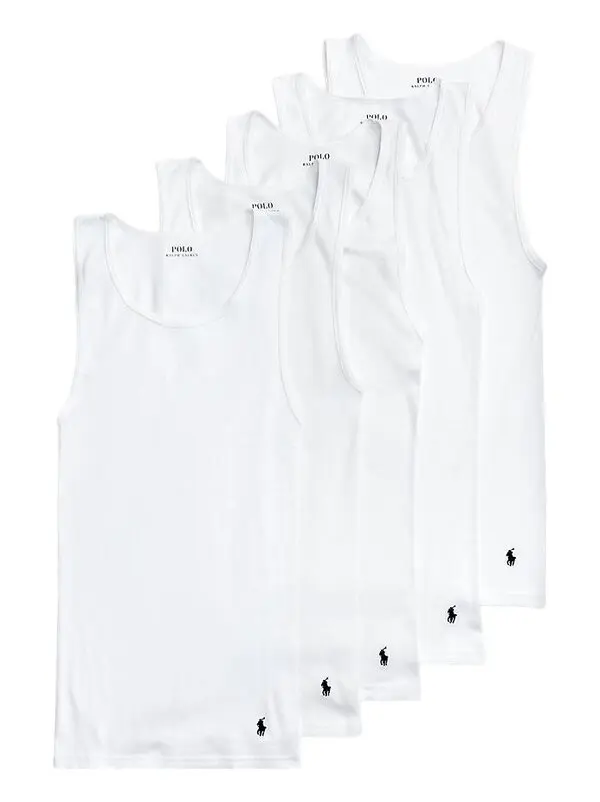 Ralph Lauren Classic Fit Wicking Tank 5-pack - White