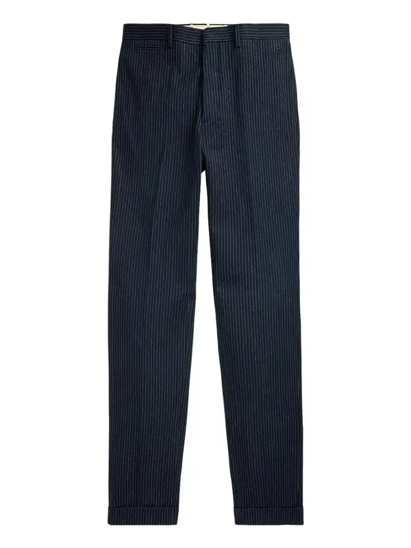 Ralph Lauren Slim Striped Herringbone Suit Trousers - Indigo White Stripe