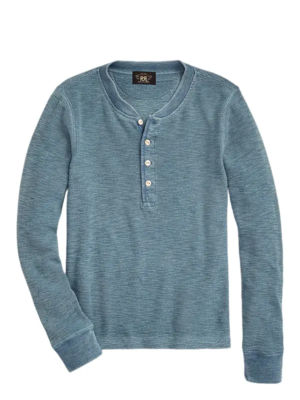 Ralph Lauren Stretch-cotton Waffle Henley - Medium Indigo