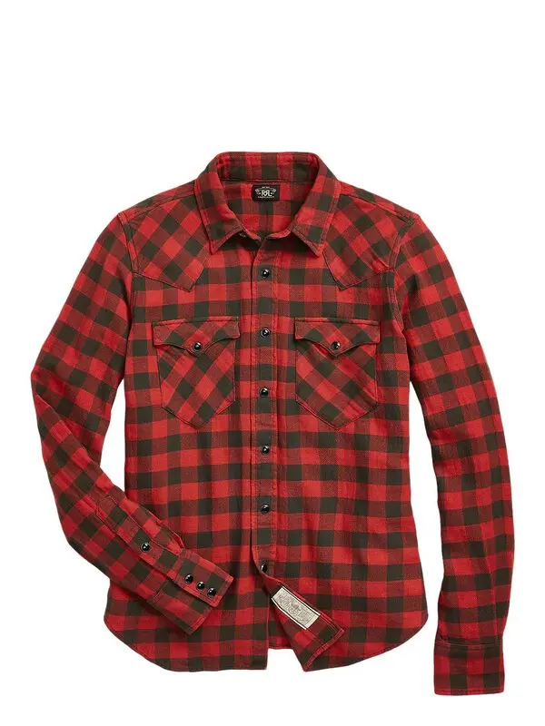 Ralph Lauren Plaid Cotton-linen Western Shirt - Rl-100 Red/black