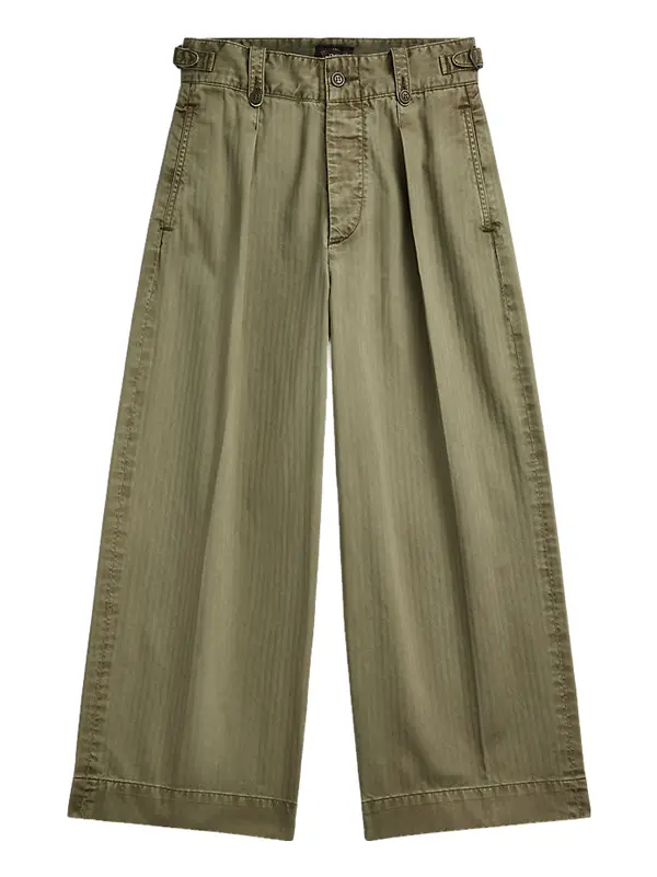 Ralph Lauren Cotton Cropped Wide-leg Trousers - Olive