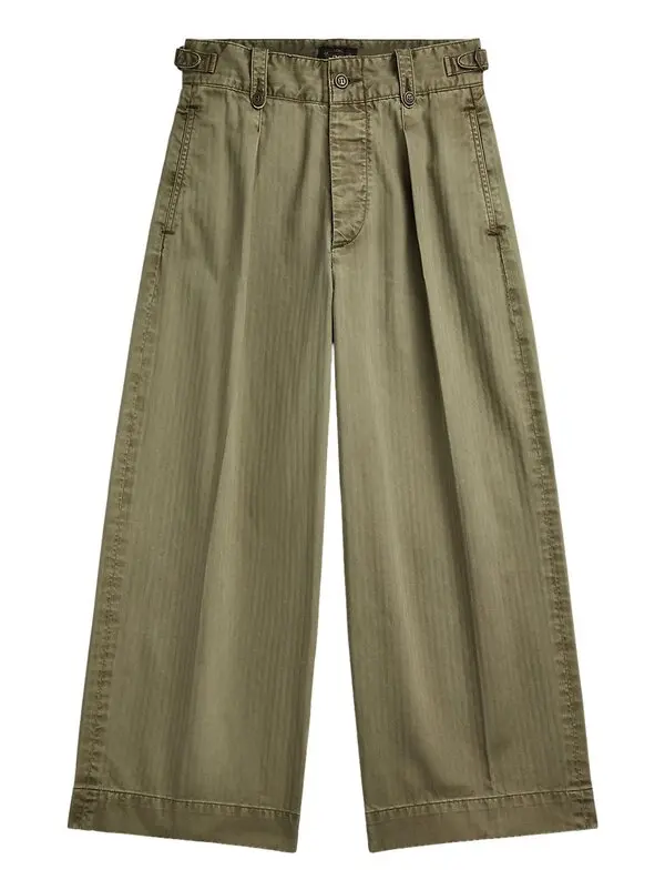 Ralph Lauren Cotton Cropped Wide-leg Trousers - Olive