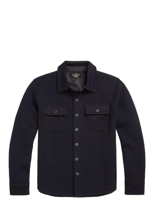 Ralph Lauren Birdseye Jacquard Wool Workshirt Sweater - Navy