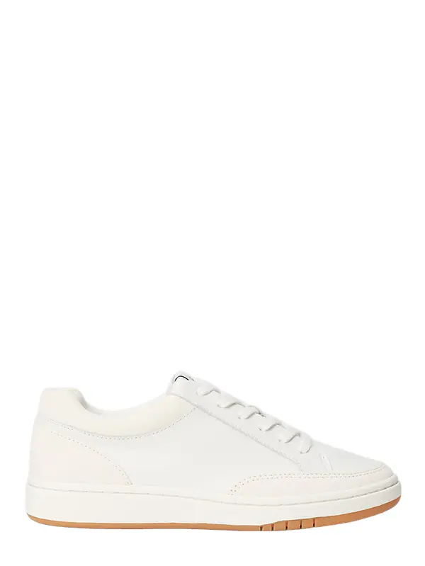 Ralph Lauren Hailey Leather & Suede Sneaker - Snow White/cream