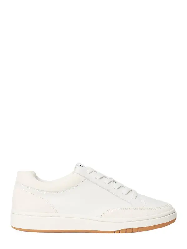 Ralph Lauren Hailey Leather & Suede Sneakers - Snow White/cream