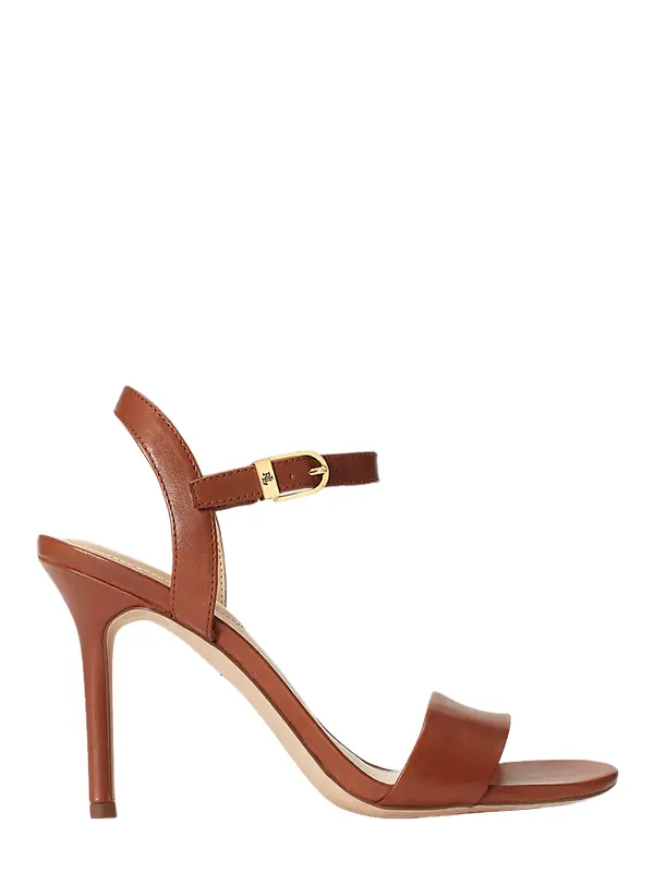 Ralph Lauren Gwen Burnished Leather Sandal - Deep Saddle Tan