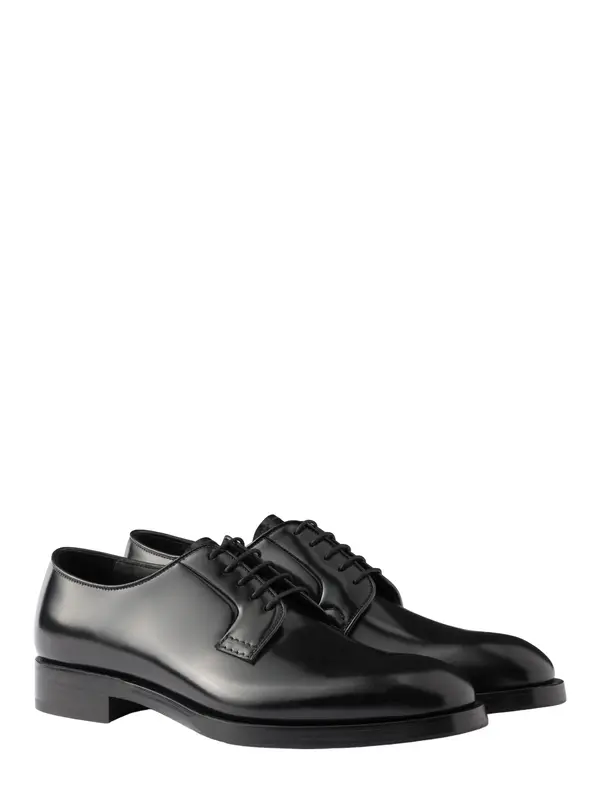 Prada Brushed Leather Lace-up Shoes - Black