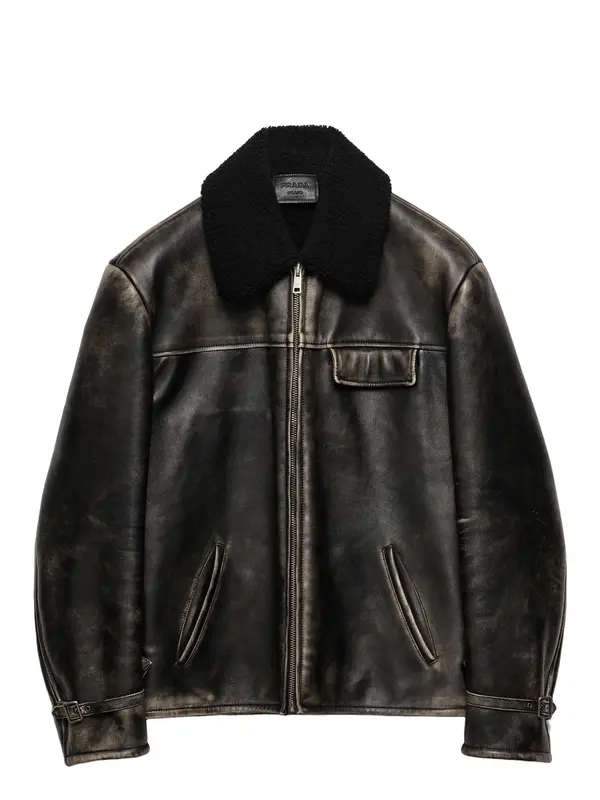 Prada Nappa Leather And Shearling Jacket - Black