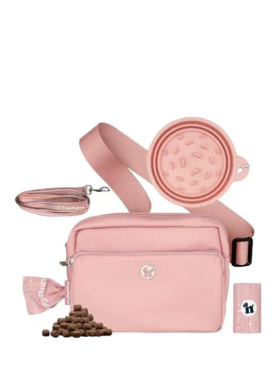 PUPPINGTON 3-in-1 Dog Walking Bag With Travel Bowl And Waste Bags - Blush Pink