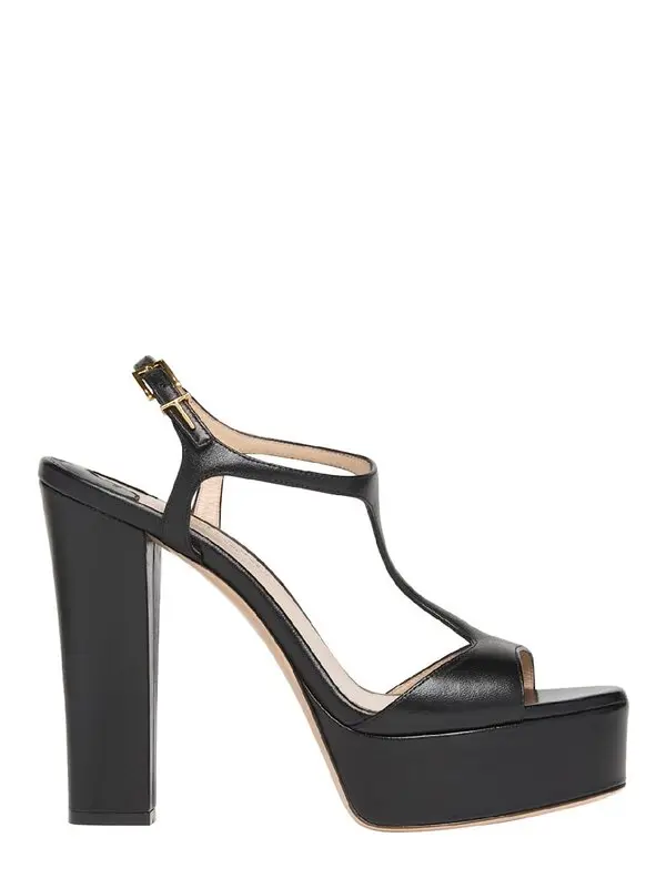TOM FORD Leather T-strap Platform Sandals - Black